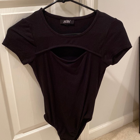 Tops | Black Xs Body Suit With Cutout | Poshmark